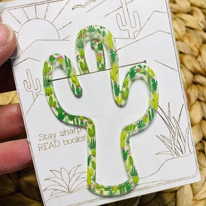 Cactus Acrylic Bookmark, Unique Bookmark, Handmade Bookmark, Teacher ...