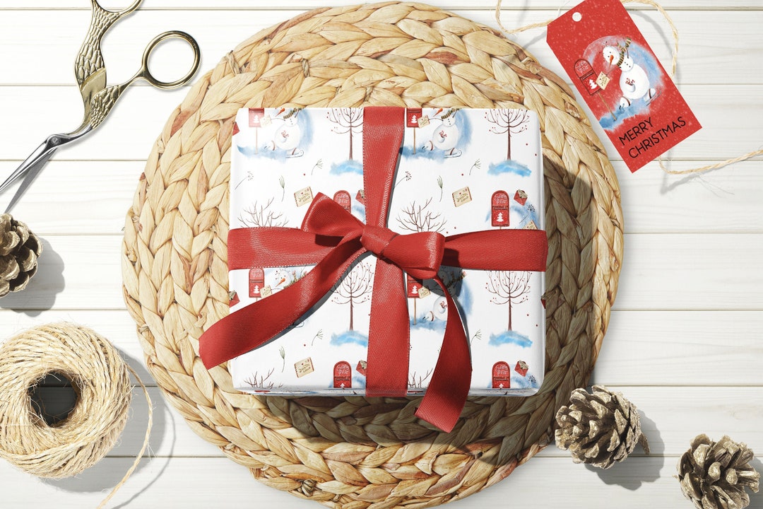 Christmas Snowman Wrapping Paper Sheets Roll, Holiday Gift Wrap, Pretty ...