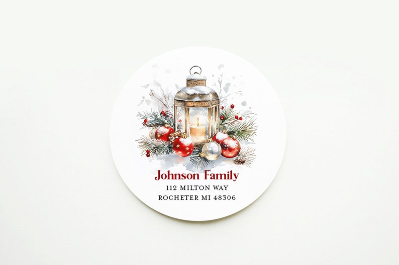 Christmas Return Address Sticker, 2 Inch Circle Sticker Set, Christmas ...