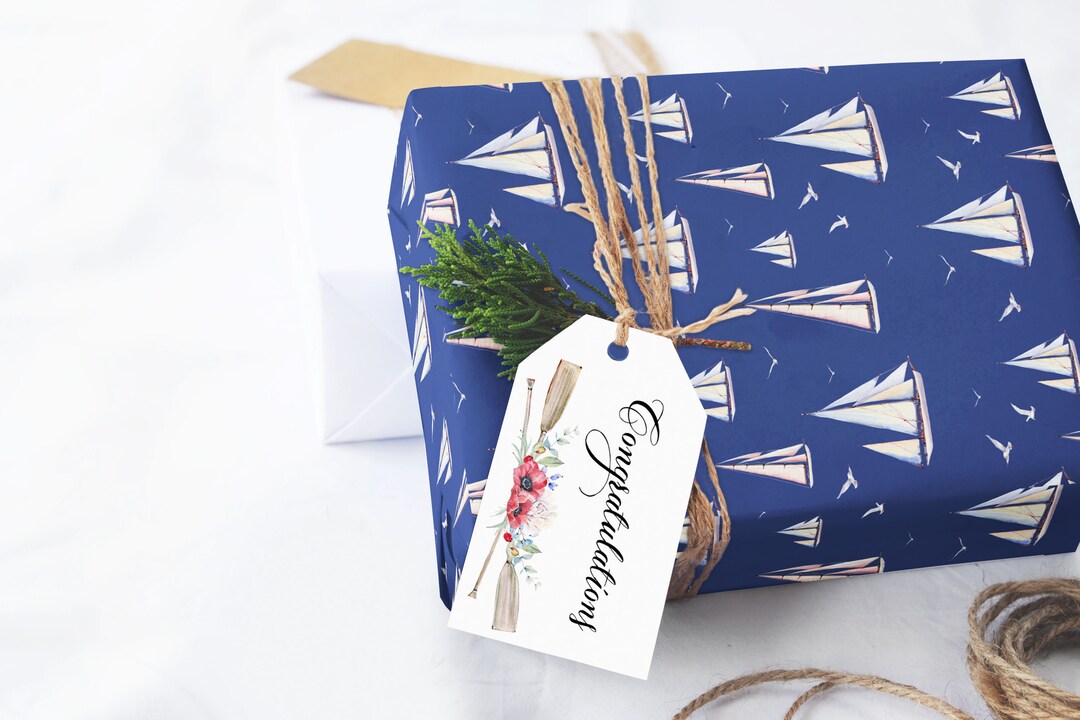 Sail Boats Nautical Wrapping Paper Sheets, Bridal Shower or Birthday ...