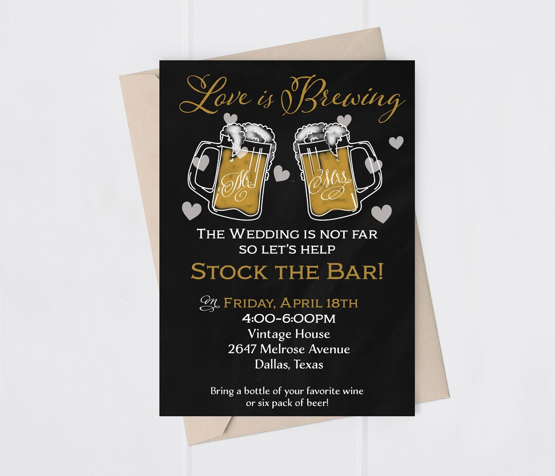 Stock the Bar Bridal Shower Invitation, Beer Themed Invite, Couples ...