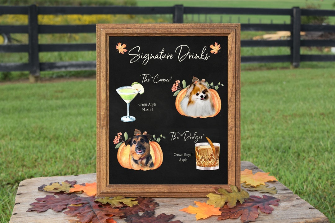 Fall Wedding Signature Drinks Sign, Rustic Chalkboard Signature ...