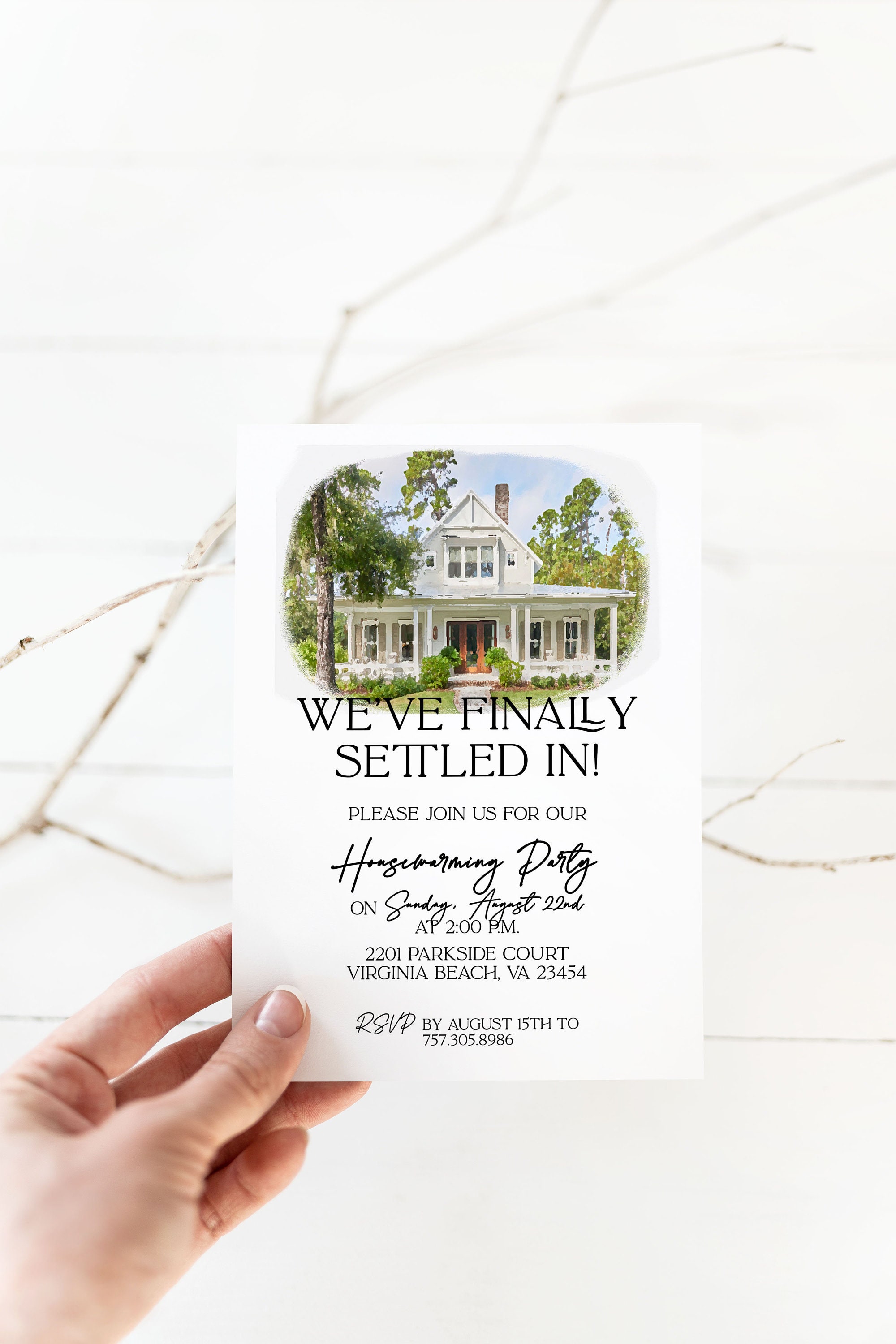 Watercolor Housewarming Party Invitation, New Home Custom House ...