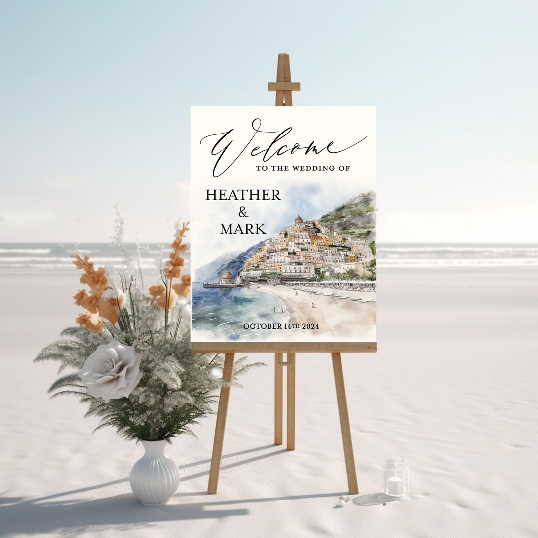 Mediterranean Welcome Sign PRINTED, Greek Wedding Welcome Sign, Wedding ...
