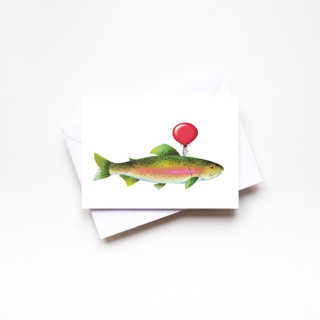 Fish Trout Birthday Card, Funny Birthday Card, for Him Greeting Card ...