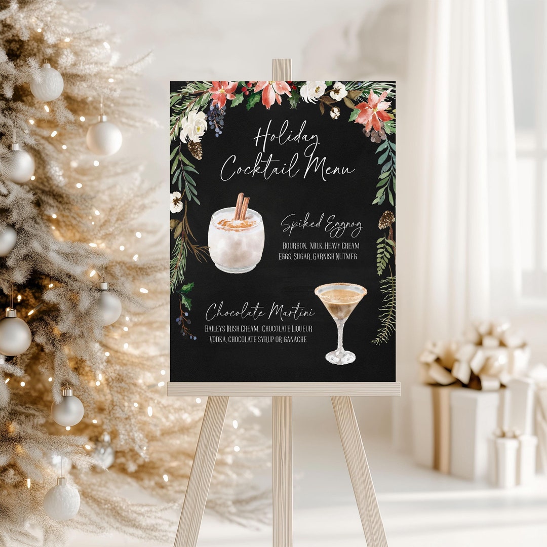 Holiday Signature Drink Sign, Wedding, Christmas Cocktail Menu, Bar ...