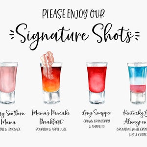 Signature Shots Drinks Sign Wedding Signature Drink Sign Wedding ...