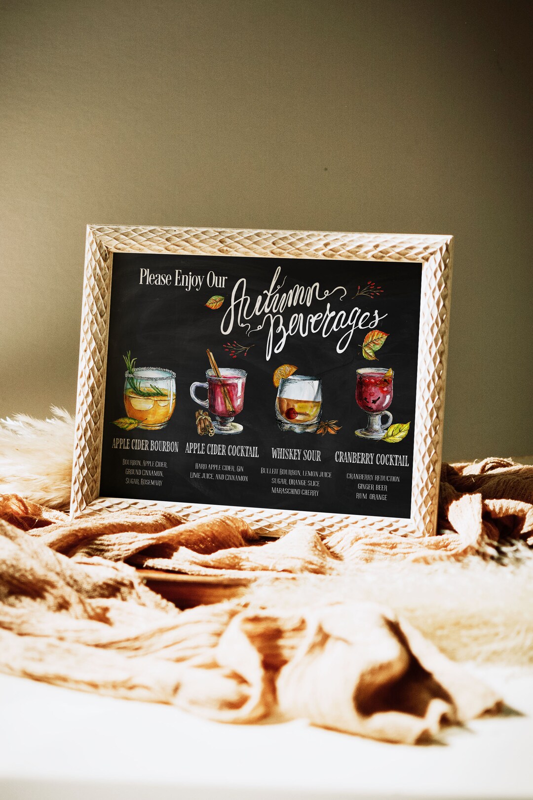 Fall Rustic Signature Drink Sign Wedding, Cocktail Sign, Signature ...