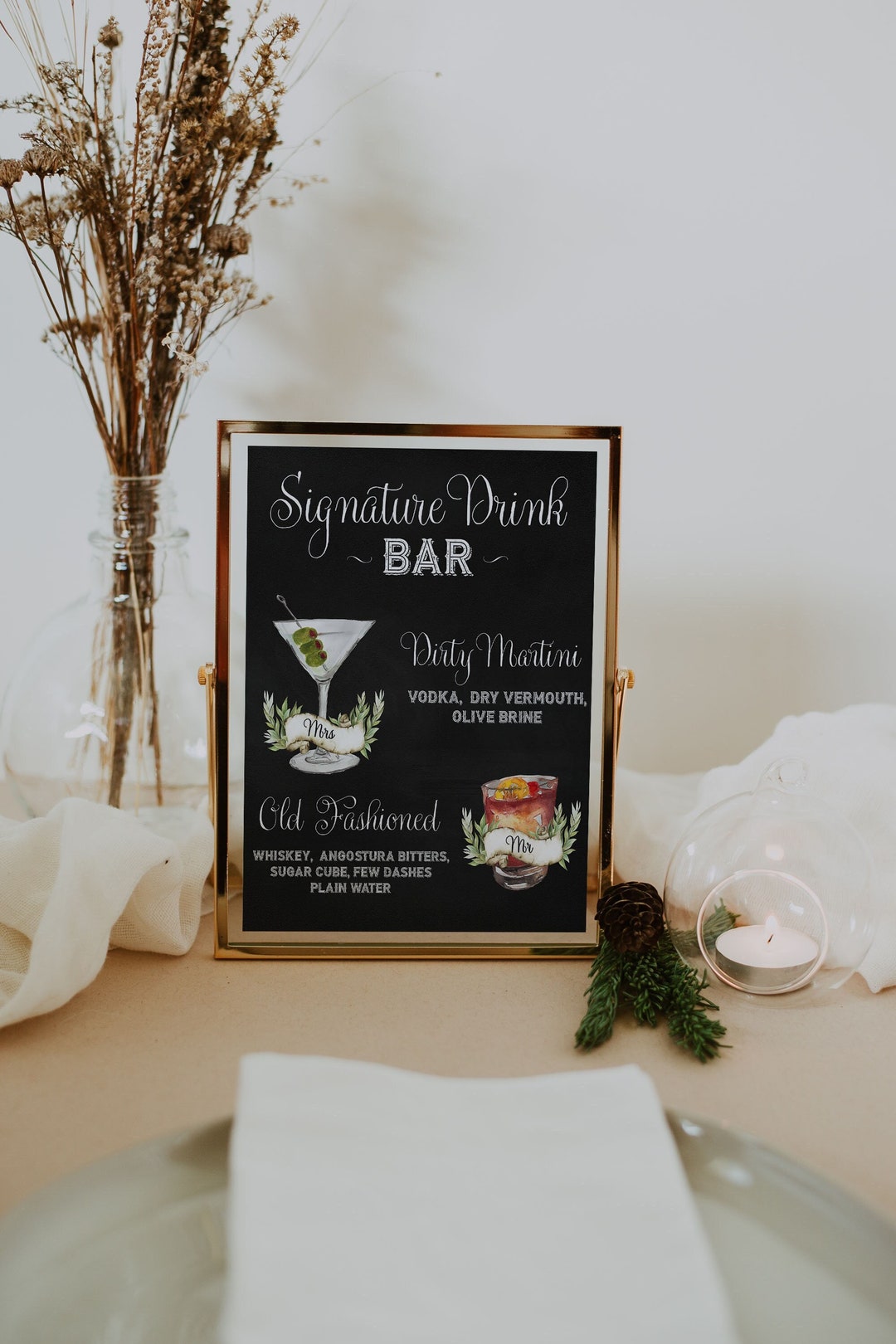 Rustic Signature Drink Sign Wedding, Cocktail Sign, Signature Drink ...