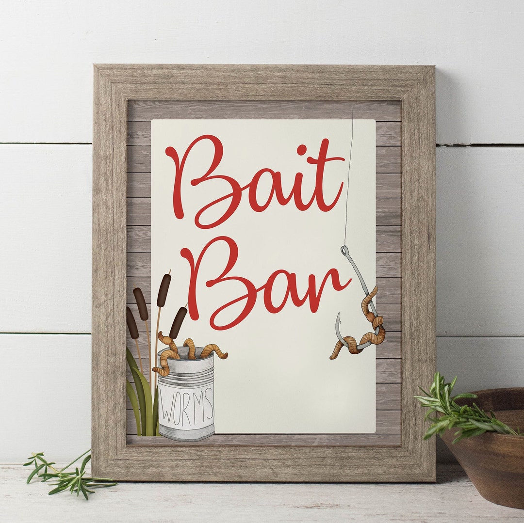 Fishing Food Sign, Fish Table Sign, Bait Bar Fishing Party Signs, the ...