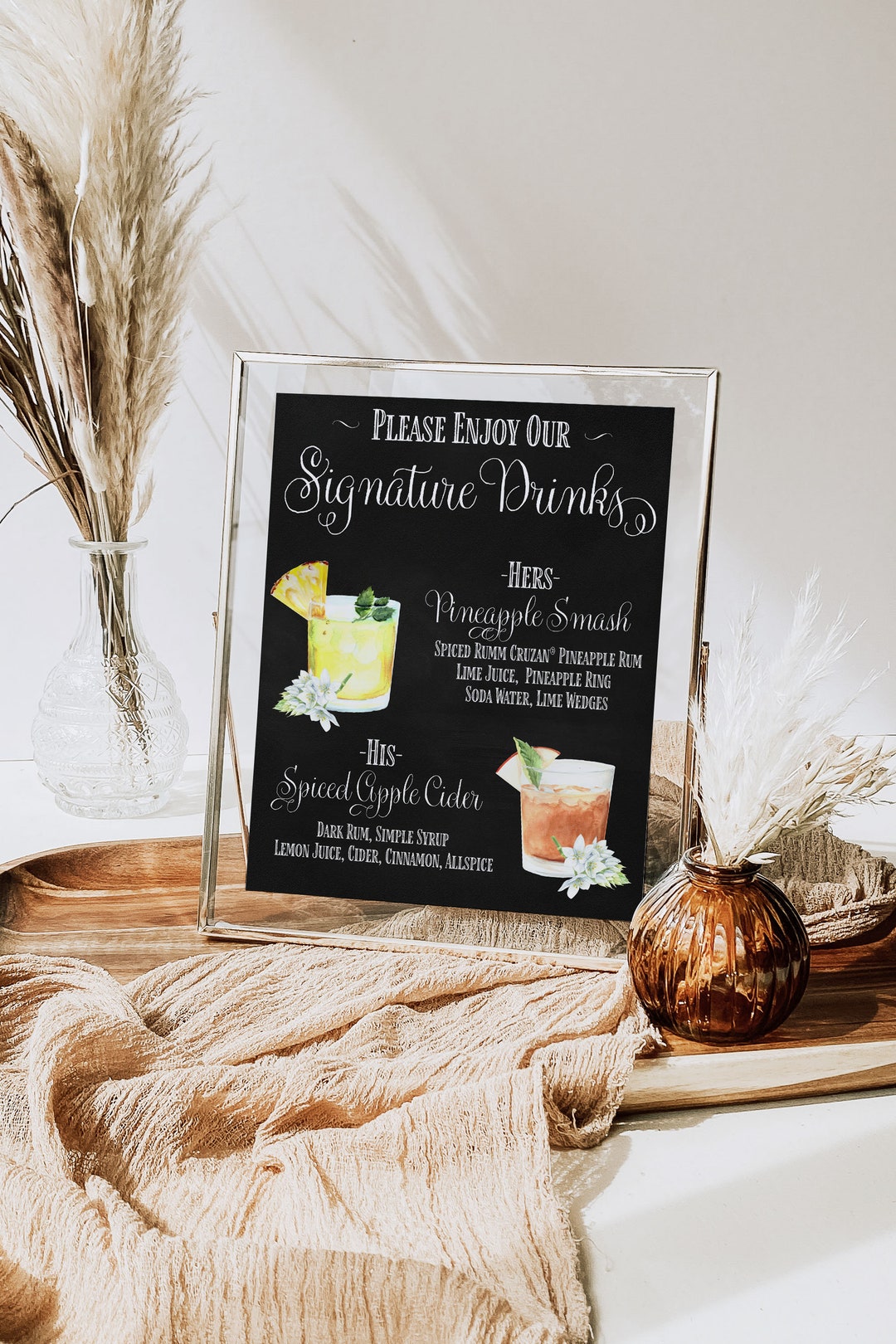 Signature Drink Sign Wedding, Wedding Bar Sign, Chalkboard Custom ...