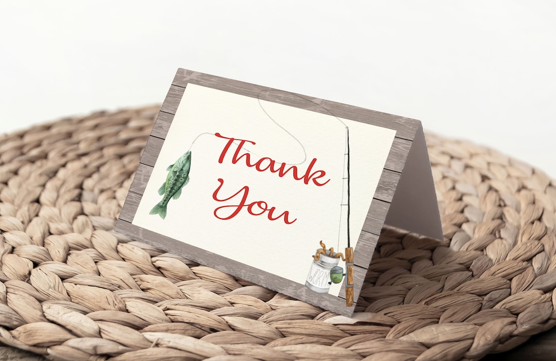 Fishing Thank You Card, Birthday Thank You Cards Printable, Note Cards ...