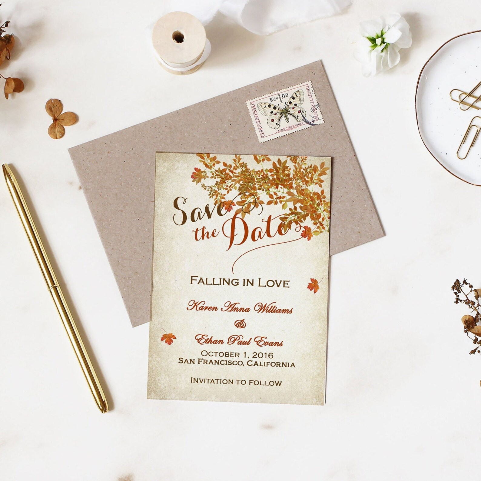 Rustic Save the Date Invitation Fall in Love Save the Date | Etsy