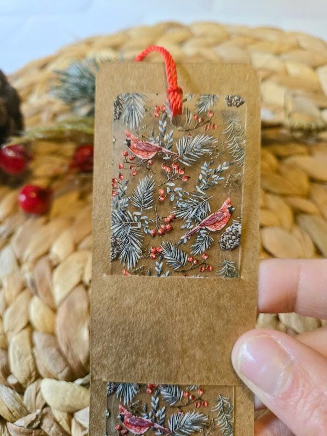 Red Cardinal Christmas Bookmark With Tassel, Holiday Bookmarks, Book ...