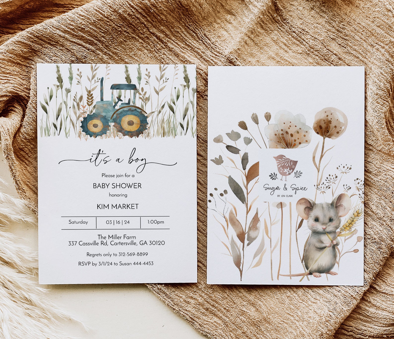 It's a Boy Farm Shower Invitation Suite Template, Tractor Baby Shower ...