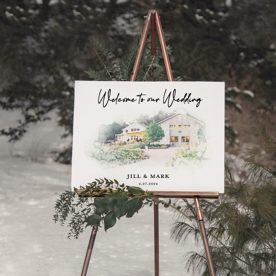Watercolor Wedding Welcome Signs, Venue Guest Book Alternative ...