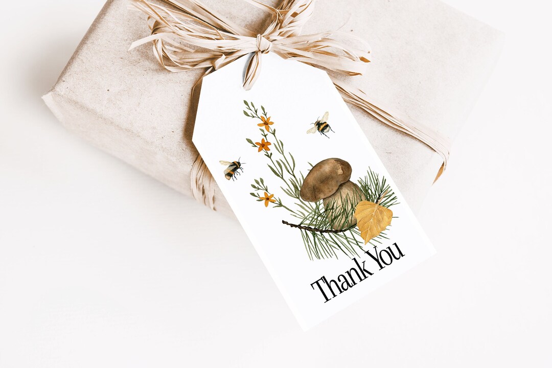 Thank You Gift Tag PRINTED Woodland Forest Bee Gift Tags With - Etsy