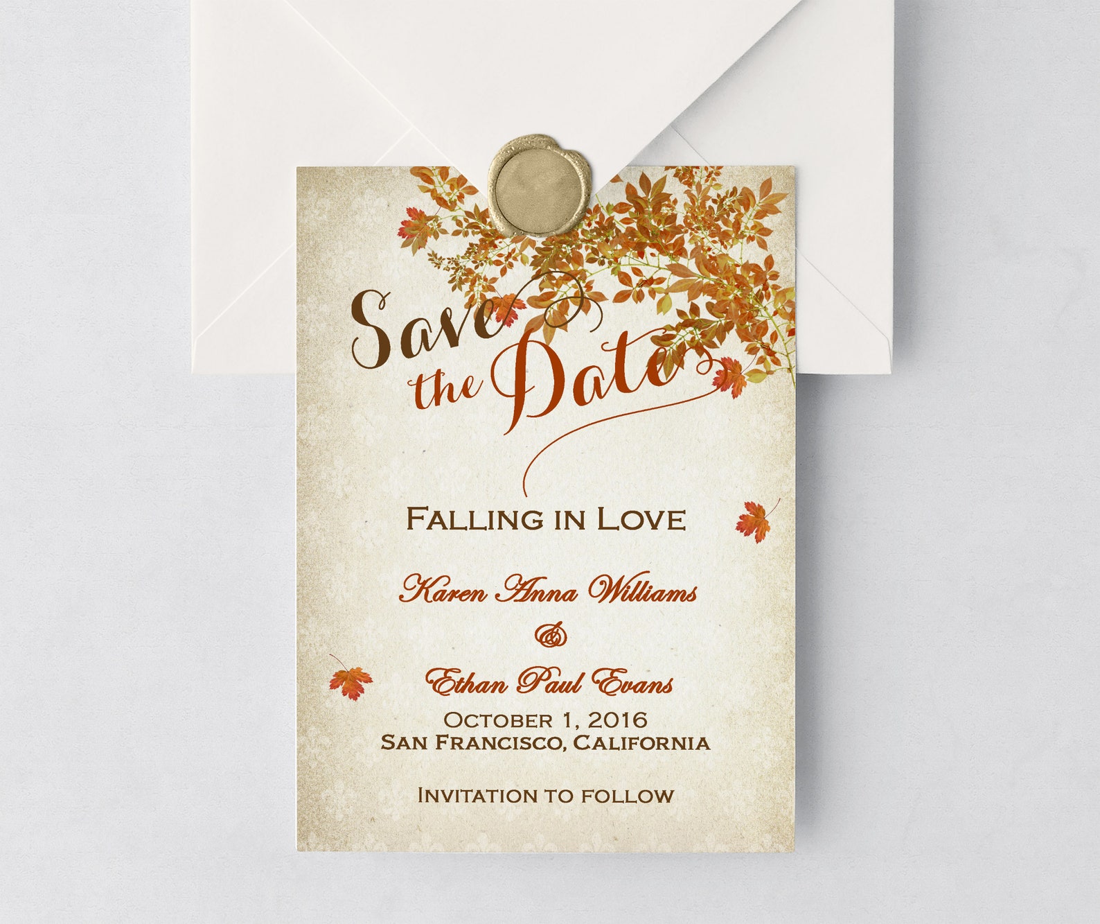 Rustic Save the Date Invitation, Fall in Love Save the Date, Fall ...