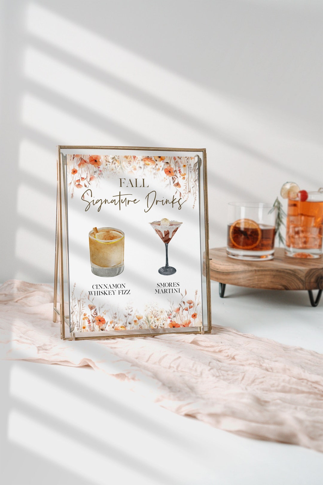 Fall Signature Drink Sign, Fall Wedding Sign, Cocktail Bar Menu ...