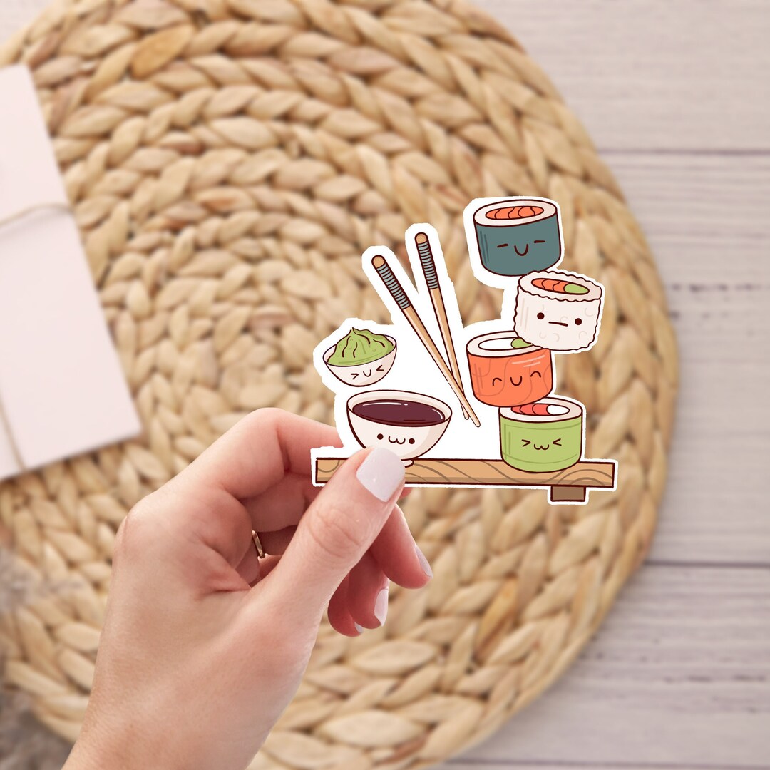 Kawaii Sushi Roll Sticker, Japanese Cuisine Sticker, Cute Sushi Sticker ...