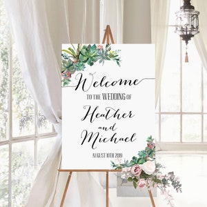 Welcome Wedding Sign Succulents Flower Welcome Sign - Etsy