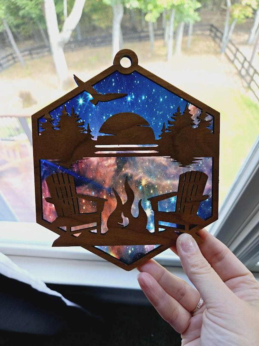 Outdoor Lake and Campfire Suncatcher for Window, Acrylic Hanging ...