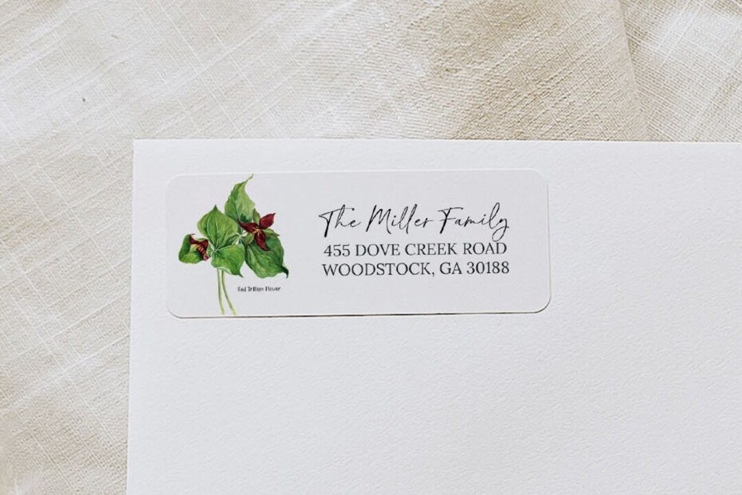 Red Trillium Flower Address Sticker, Wake Robin Return Address Label ...