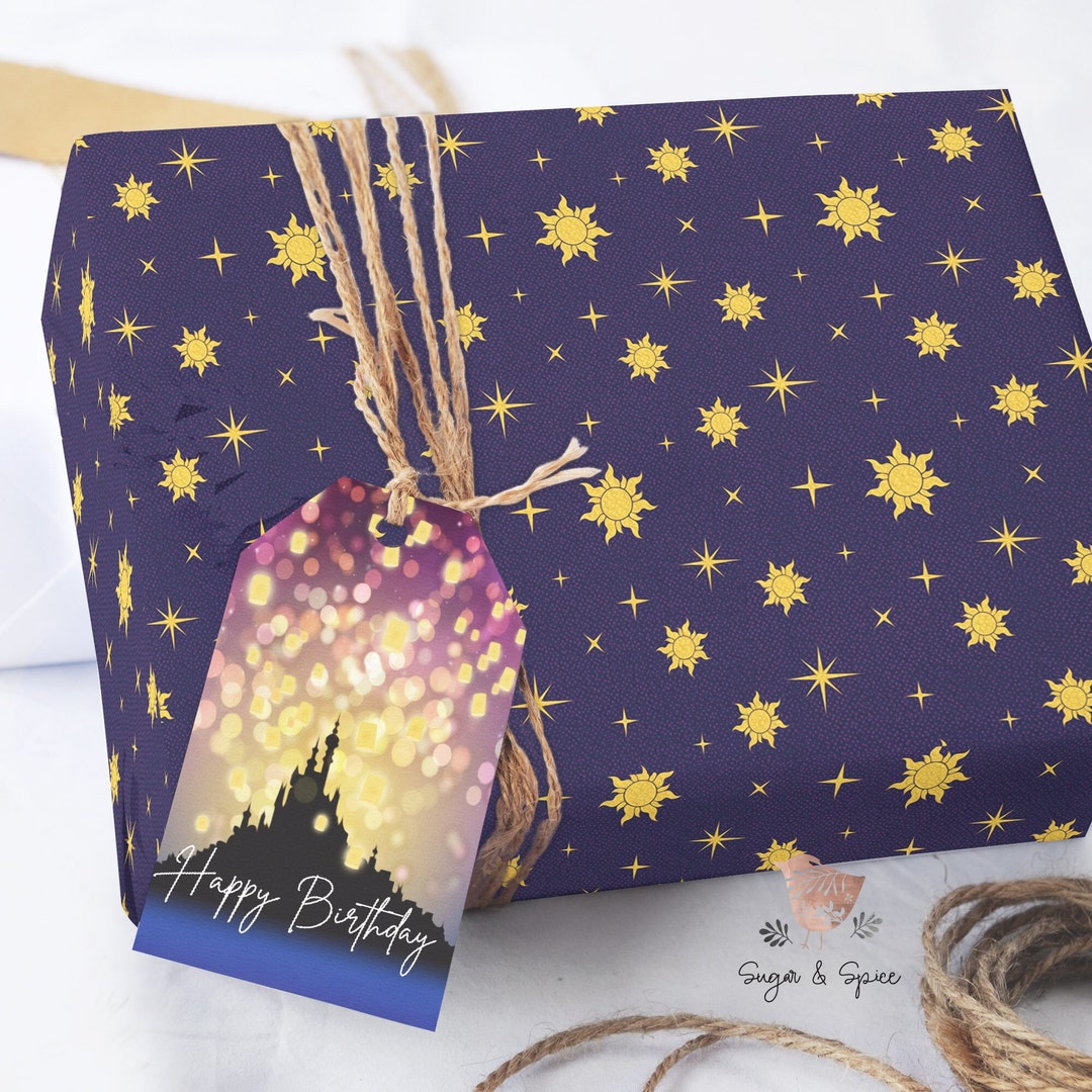 Princess Tangled Birthday Wrapping Paper Sheets, Rapunzel Birthday ...