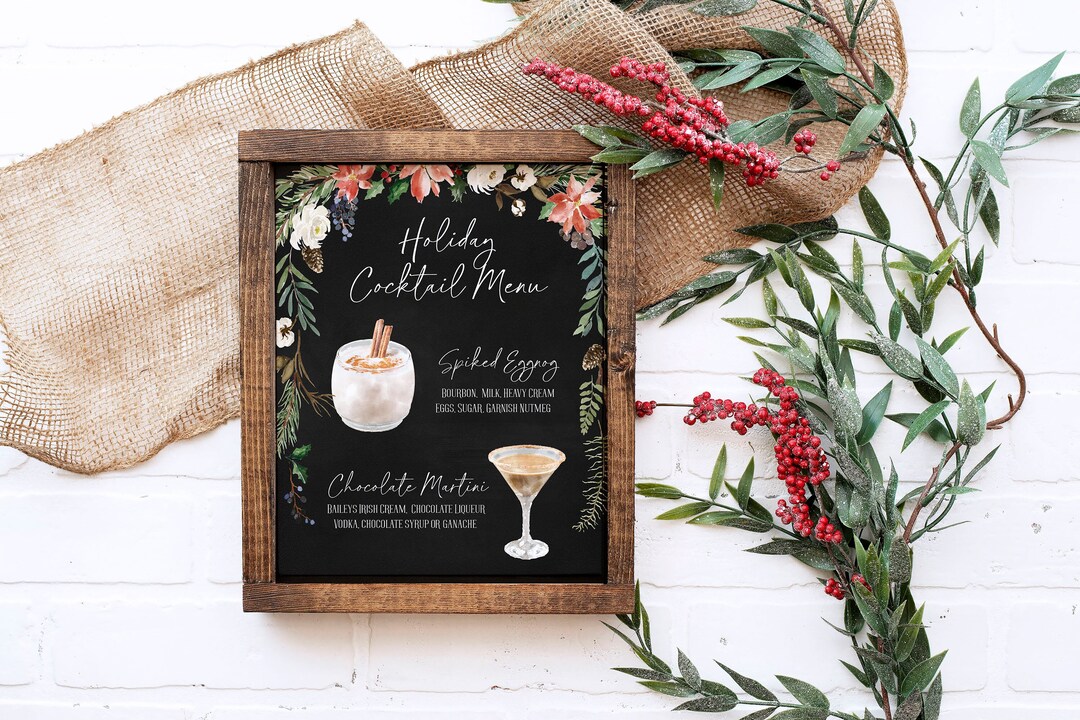 Holiday Signature Drinks Sign, Chalkboard Cocktail Sign Printable ...