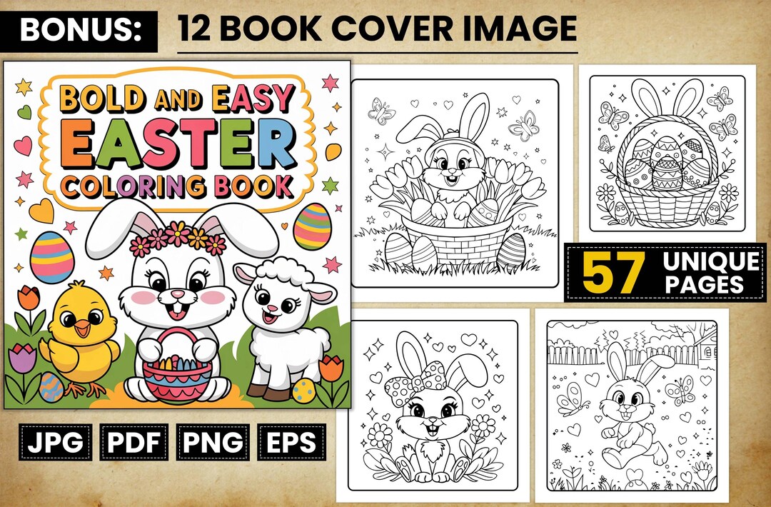 Bold and Easy Cute Easter Coloring Page, Adorable Easter Coloring ...