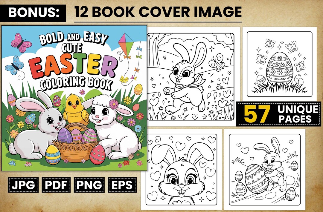 Bold and Easy Cute Easter Coloring Pages for Kids - Fun Simple Easter ...