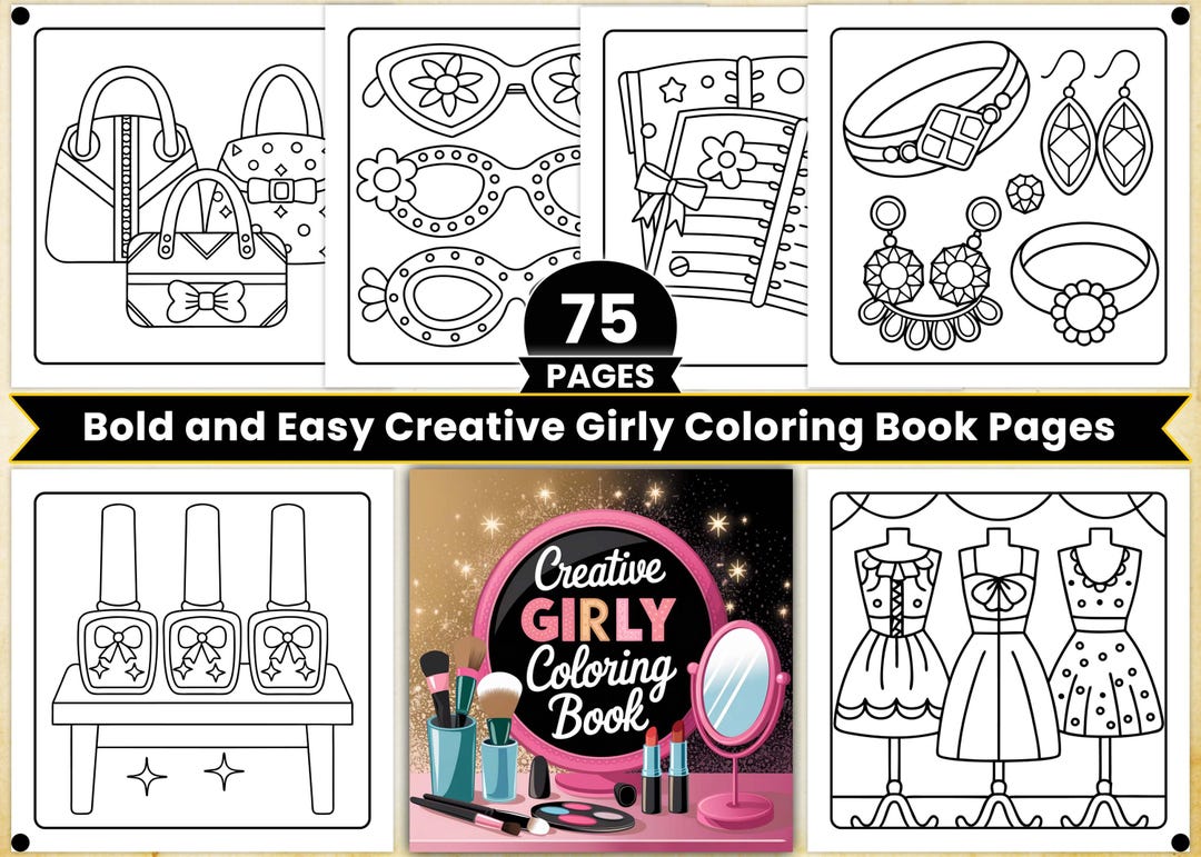 Bold Easy Creative Girly Coloring Pages, Bold Girly Coloring Book ...