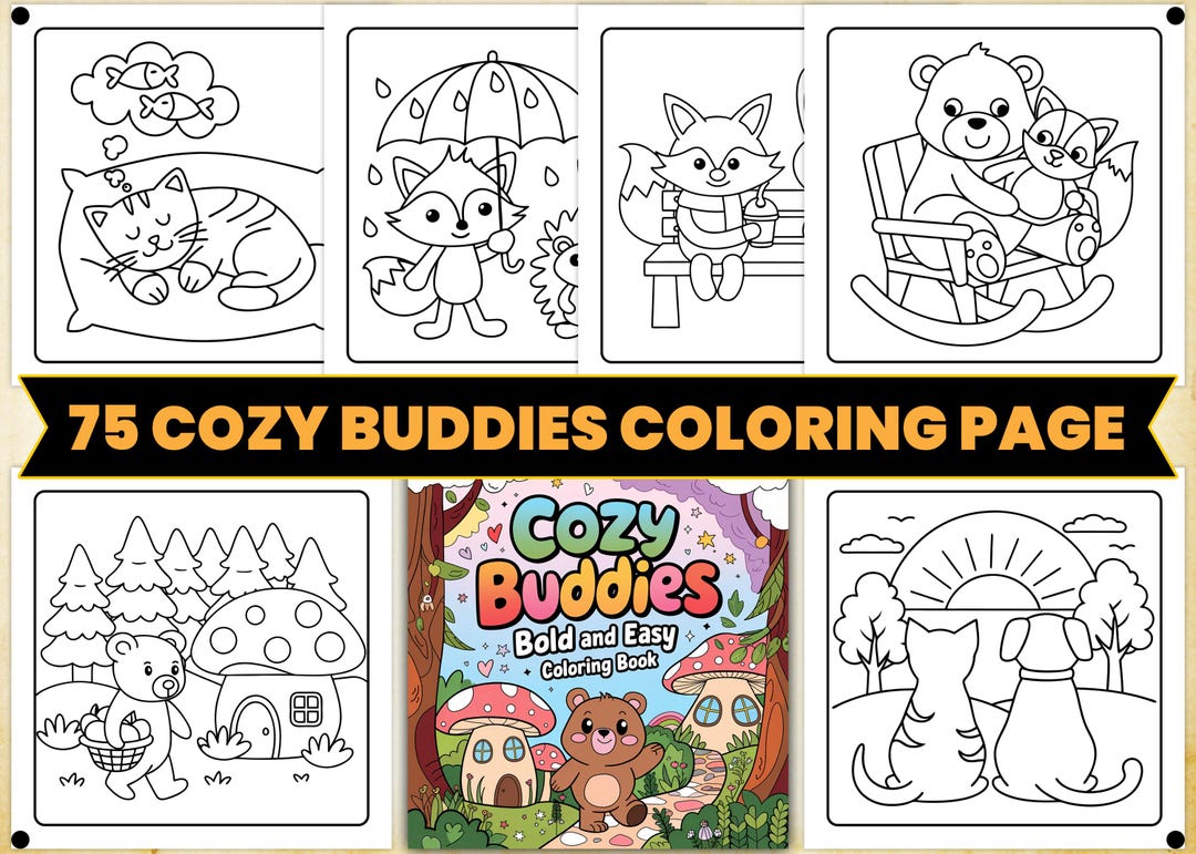 Cozy Buddies Coloring Book Page, Adorable Cozy Buddies Coloring Pages ...