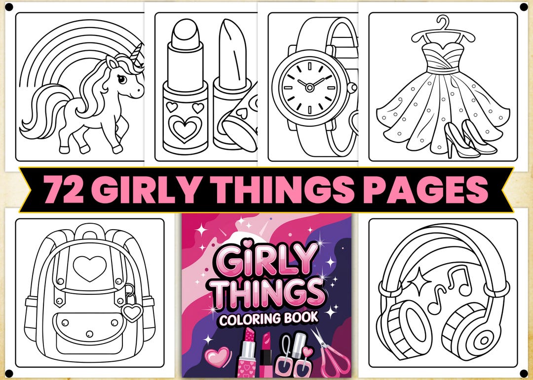Bold and Easy Girly Things Coloring Book, Simple Bold Girly Stuff ...