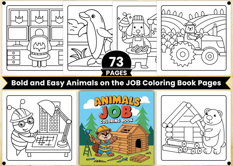 Animals on the JOB Coloring Book Pages, Fun Working Animals Coloring ...