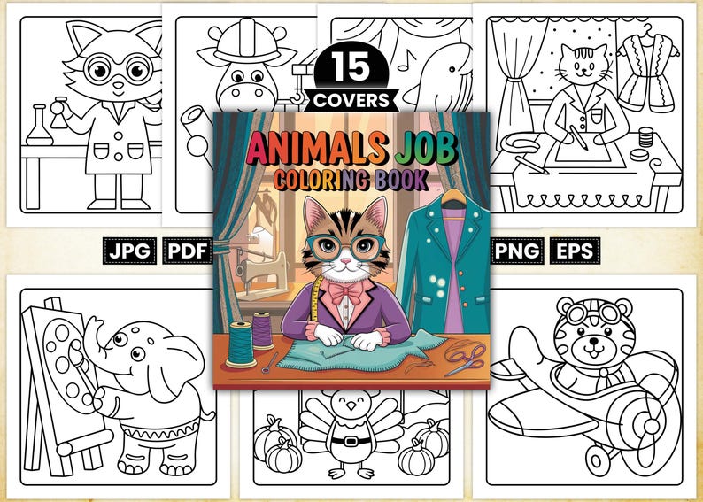 Animals on the JOB Coloring Book Pages, Fun Working Animals Coloring ...