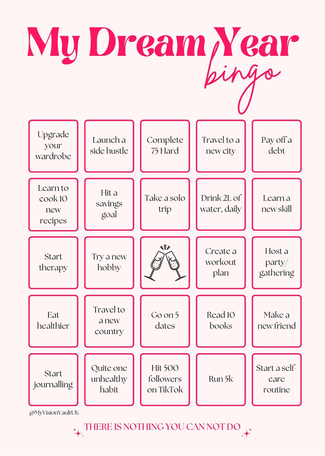 2025 My Dream Year Bingo Rewards Card | Editable Canva Template | New ...