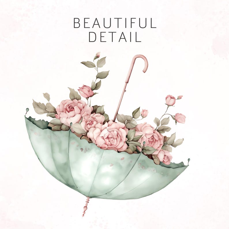 April Showers Bring May Flowers Clipart Set, Pink Watercolor Pngs ...