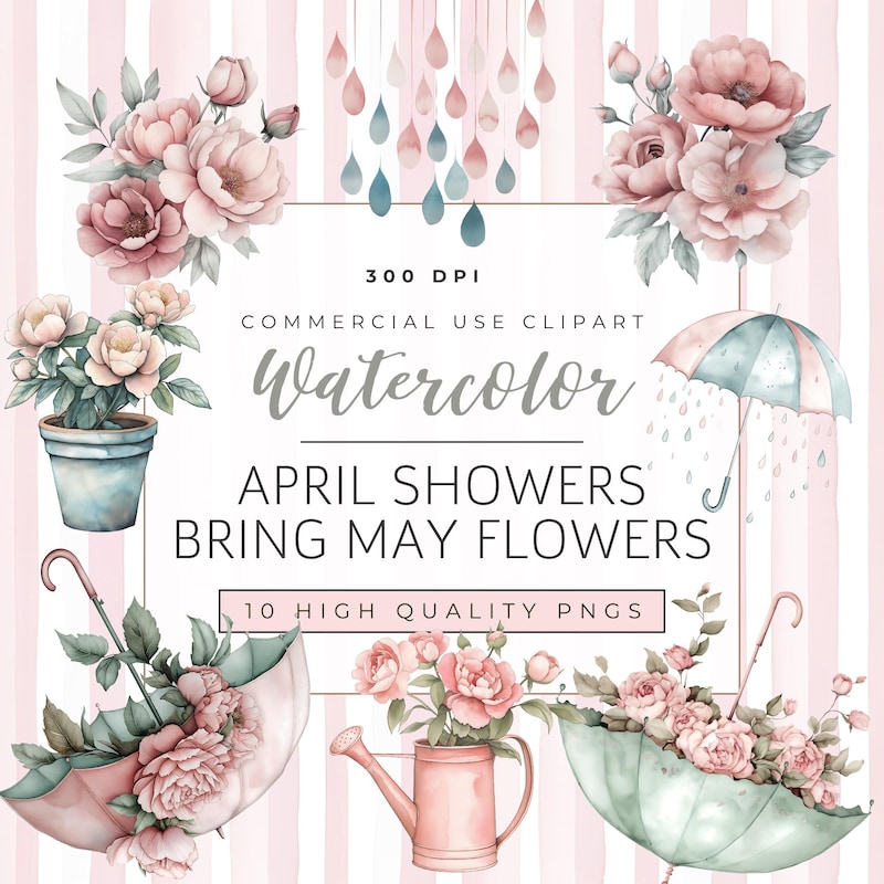 April Shower Clipart - Etsy