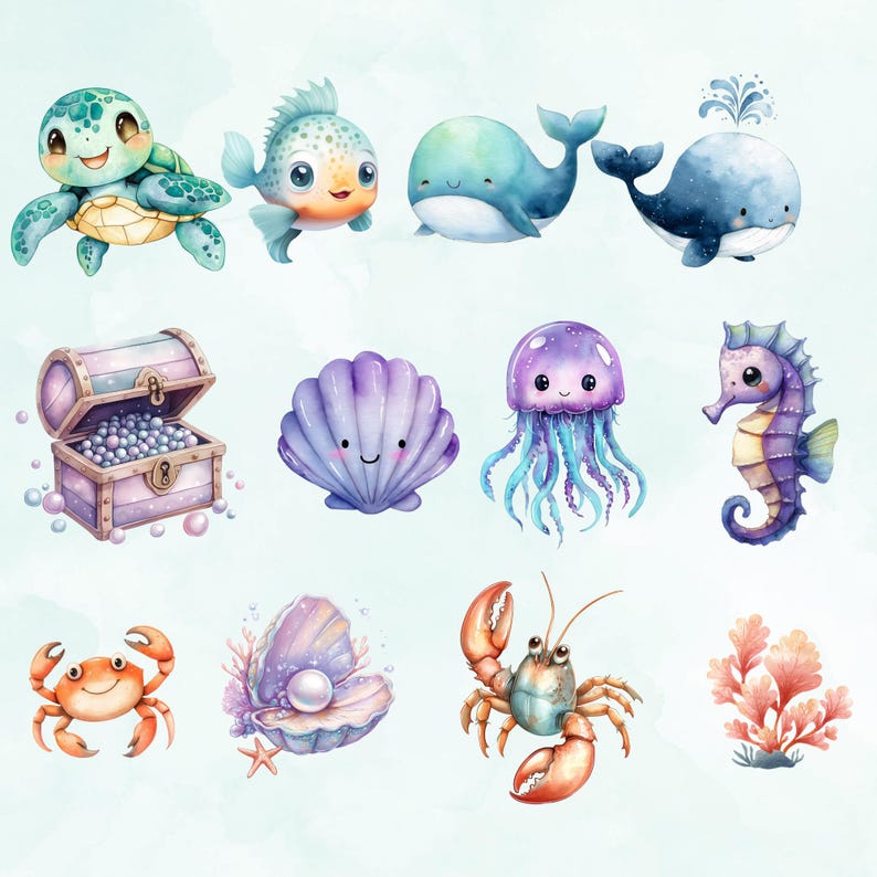 Sea You Soon Baby Shower Clipart Set | Nautical Ocean Clipart | Under ...