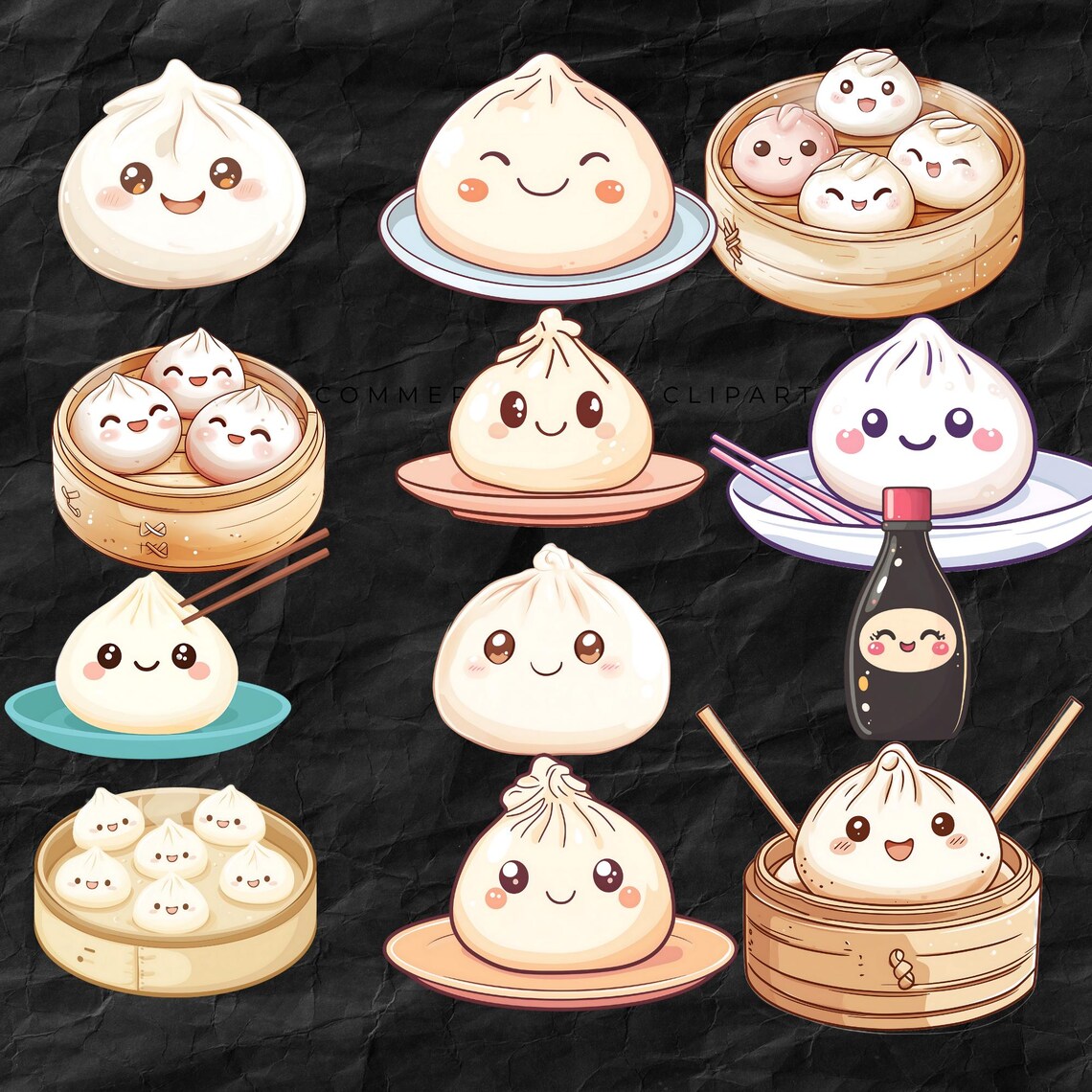 Dim Sum Baby Shower Clipart, Dumpling Clipart, Chinese New Year Clipart ...