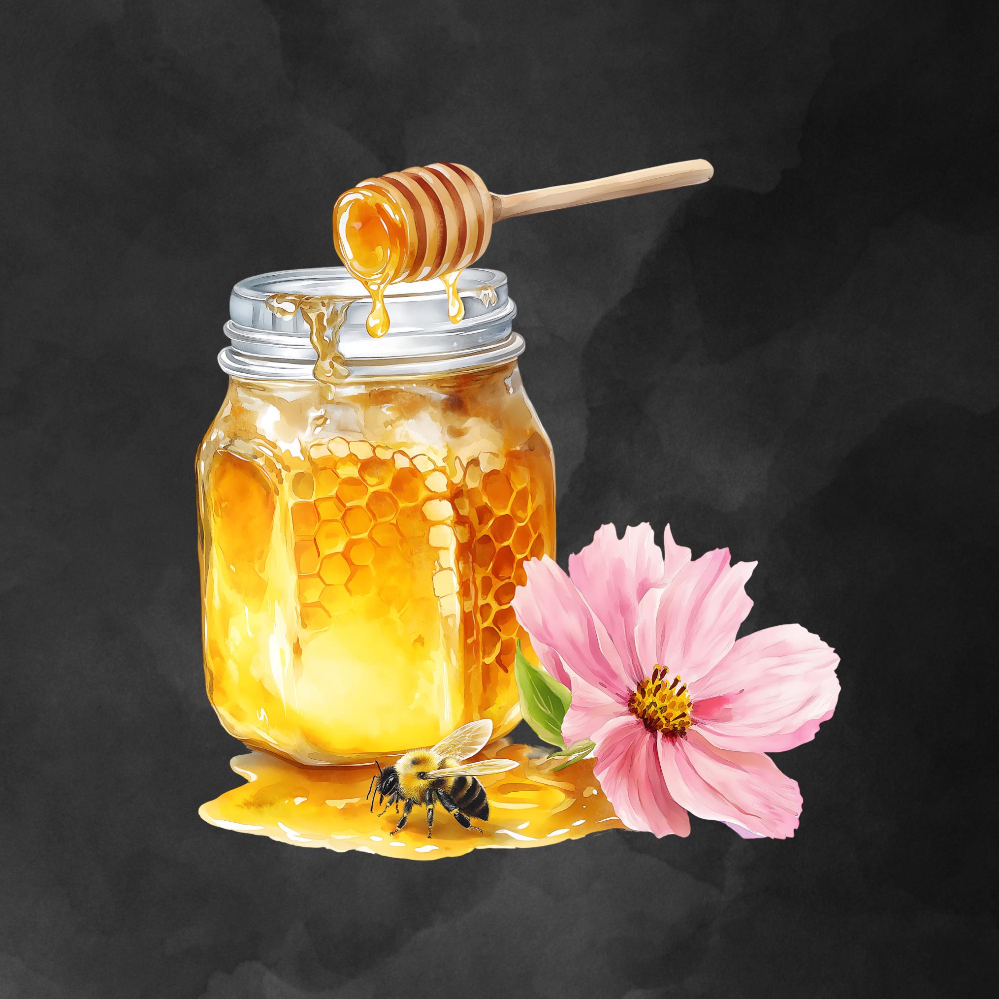 Watercolor Honey Jar Clipart: Bee & Floral PNG (digital Download) - Etsy