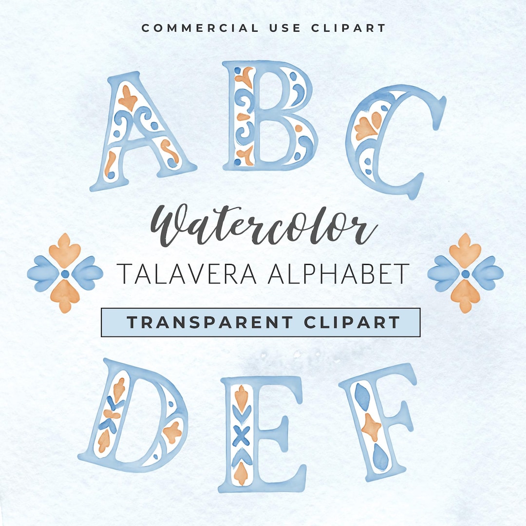 Talavera Alphabet Clipart Set, A-Z Uppercase Talavera Transparent ...