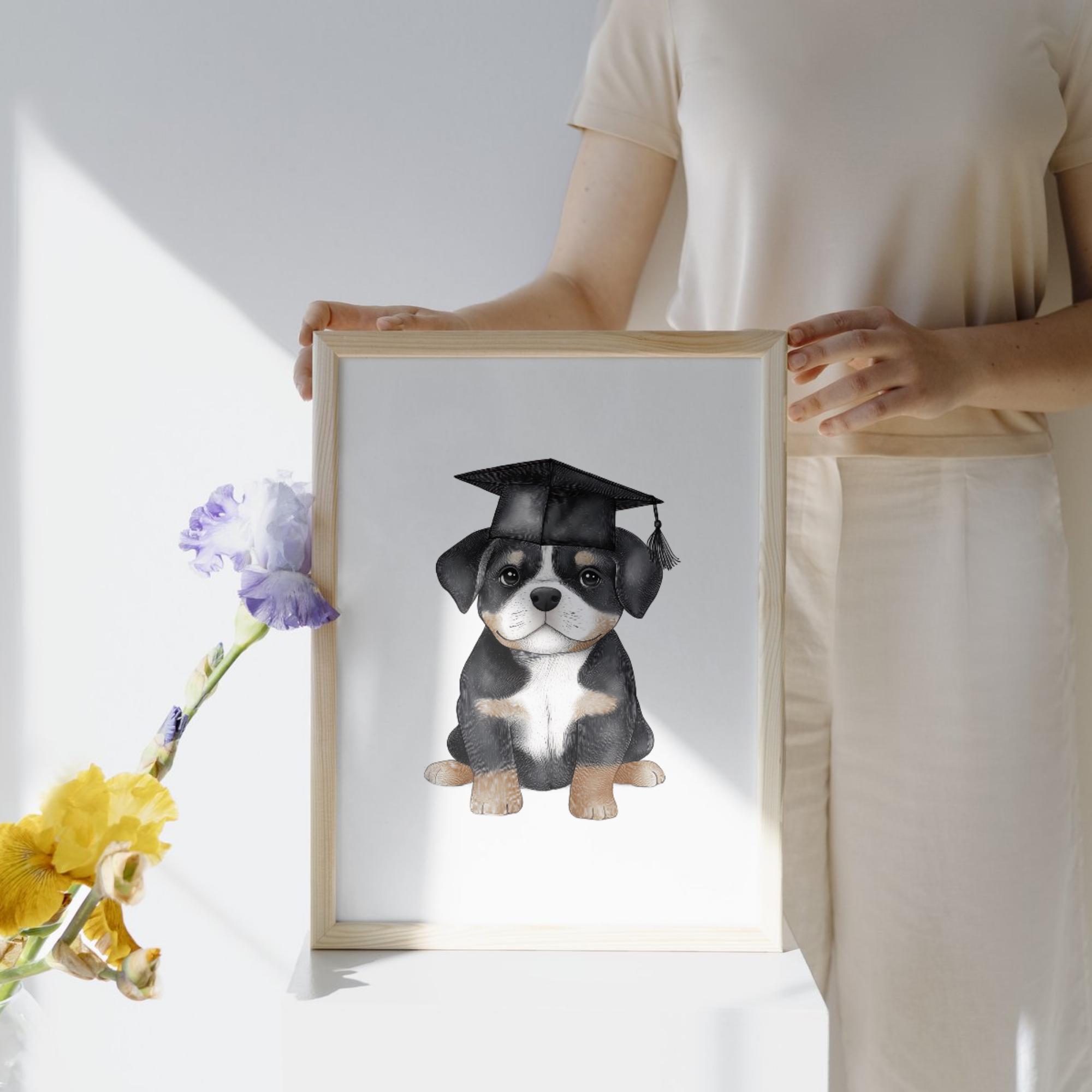 Graduation Puppy Clipart Single PNG, Cute Beagle Dog With Graduation ...