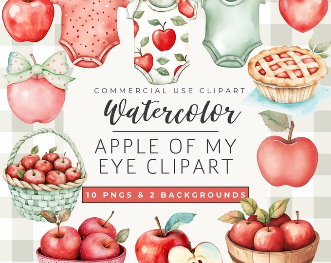 Apple of My Eye Baby Shower Clipart, Fall Baby Clothes Clipart ...