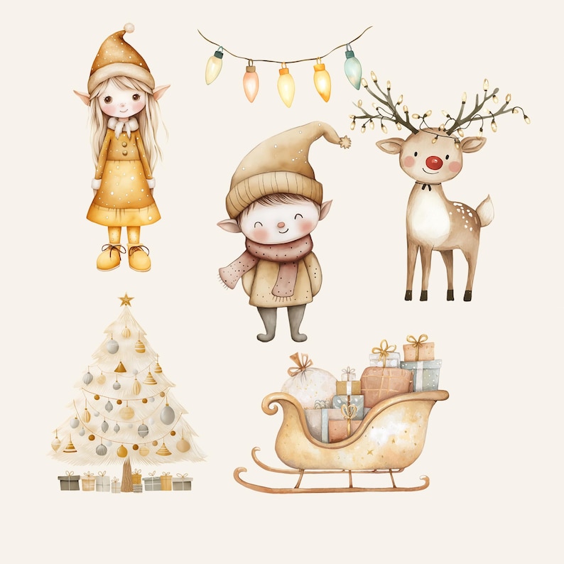 Whimsical Santa Clipart: Christmas PNG Graphics (digital Download) - Etsy