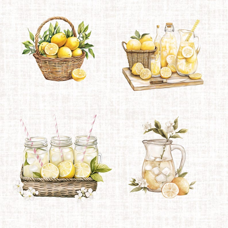 Vintage Lemonade Stand Clipart | Watercolor Market Stall PNG | Rustic ...