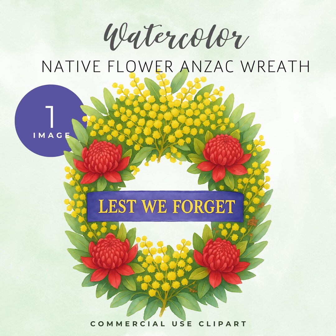 ANZAC Day Wreath PNG | Watercolour Australian Native ANZAC Wreath ...