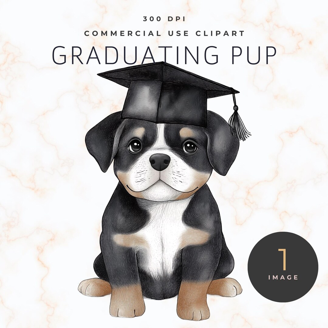 Graduation Puppy Clipart Single PNG, Cute Beagle Dog With Graduation ...