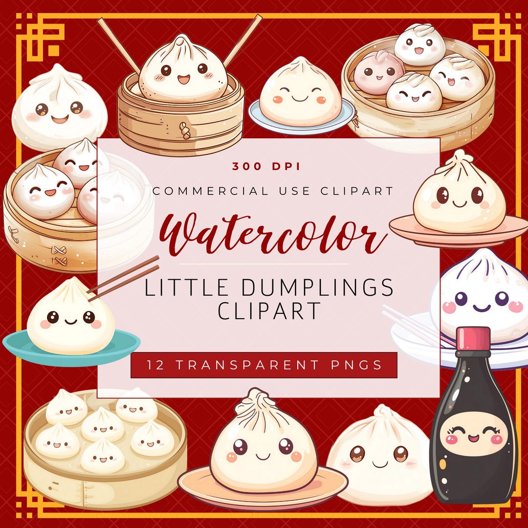 Dim Sum Baby Shower Clipart, Dumpling Clipart, Chinese New Year Clipart ...